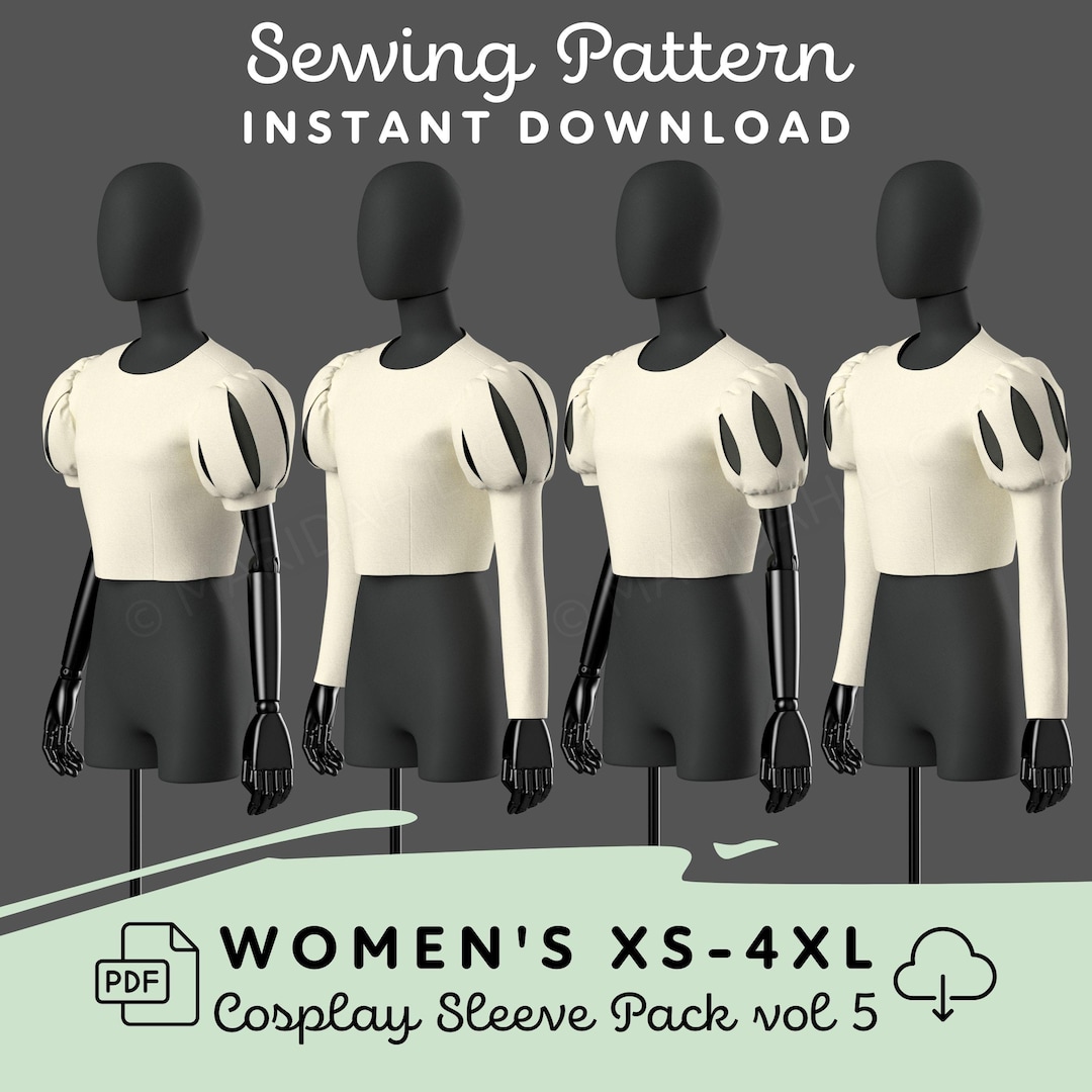 Sleeve Sewing Pattern Pack Vol 5 | Slashed Panned Sleeves | Womens XS ...