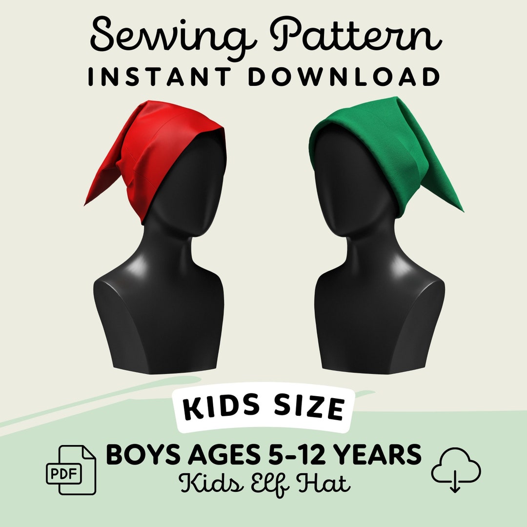Kids Elf Hat Sewing Pattern | Kids 5-12 Years PDF Cosplay Pattern ...