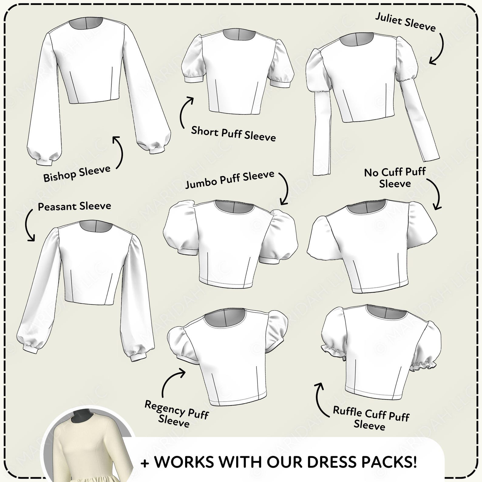 Puff Sleeve Sewing Pattern Bundle | XS-4XL (PDF Digital Download) - Etsy UK