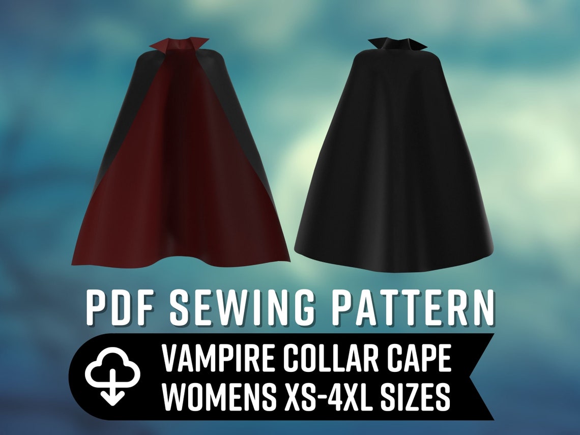Vampire Collar Cape Sewing Pattern Womens XS-4XL Cape PDF - Etsy UK