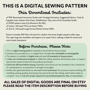 Vampire Collar Cape Sewing Pattern | Womens XS-4XL Cape PDF Cosplay ...