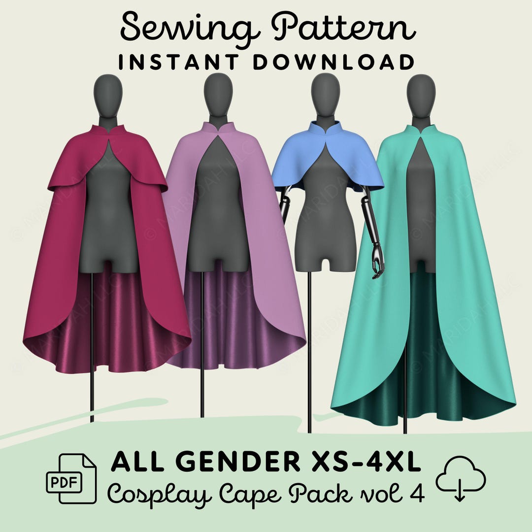 Layered Cape and Capelet Sewing Pattern | XS-4XL PDF Cosplay Costume ...