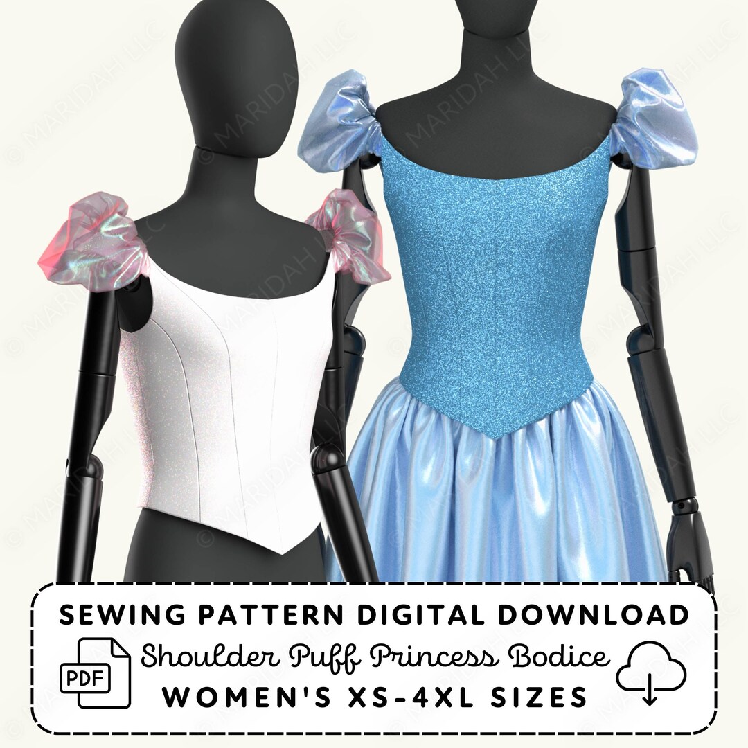 Romantic Princess Bodice Pattern | Off-Shoulder Puff Sleeve Formal Top ...