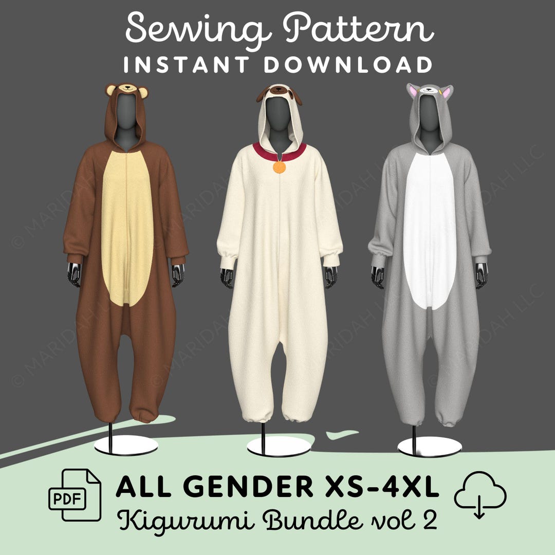 Animal Kigurumi Printable Sewing Pattern | XS-4XL PDF Cosplay Pattern ...
