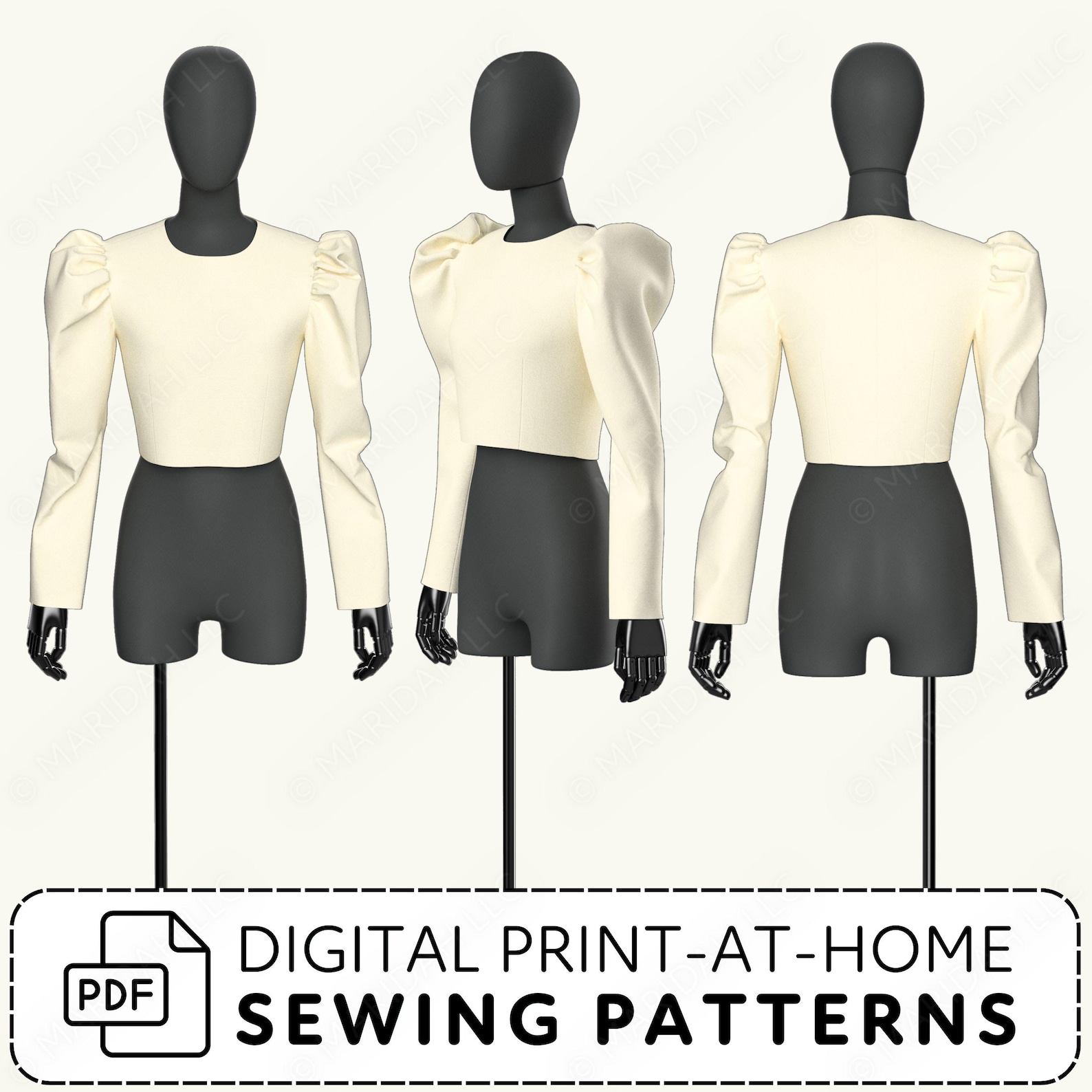 Mutton Sleeve Sewing Pattern | Womens XS-4XL (PDF Digital Download) - Etsy