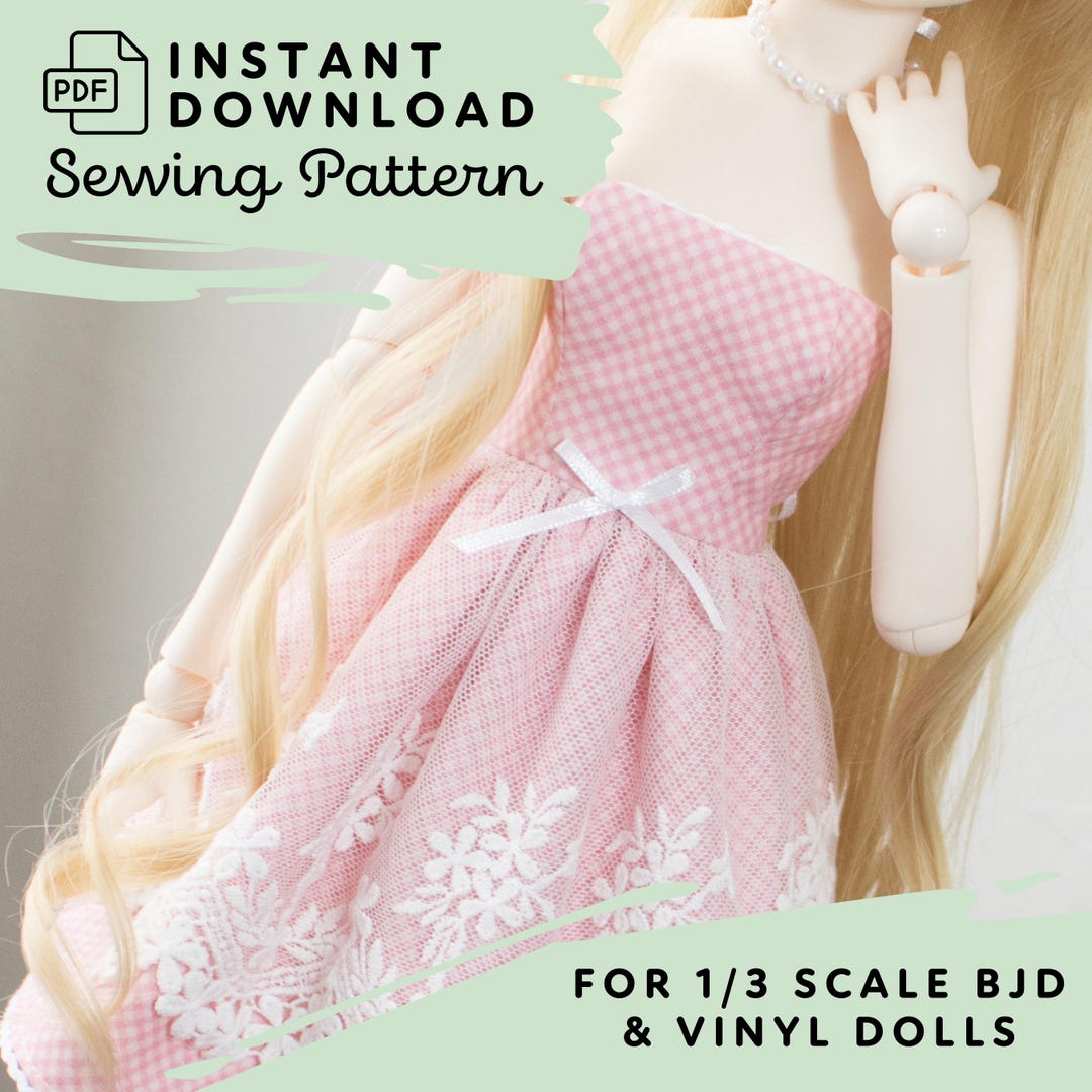 BJD Strapless Dress Sewing Pattern | 1/3 Scale Dolls (PDF Digital ...