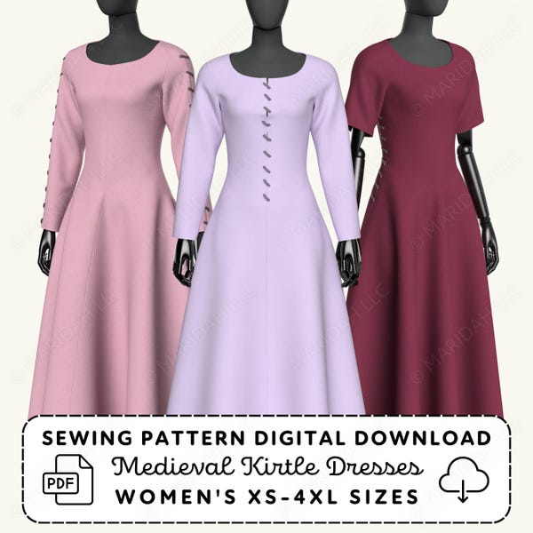 Medieval Dress Pattern - Etsy UK
