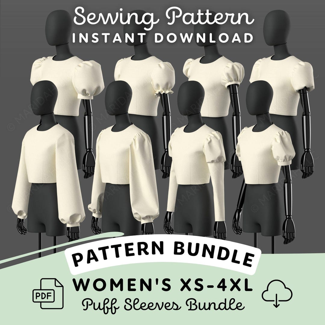 Puff Sleeve Sewing Pattern Bundle | Womens XS-4XL PDF Cosplay Pattern | Digital Download Print ...