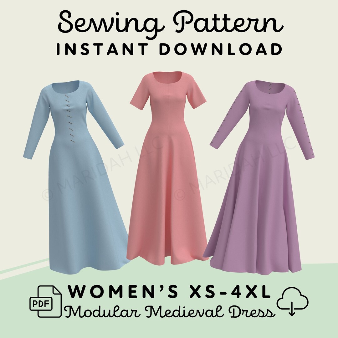 Medieval Dress Sewing Pattern Womens XS-4XL PDF Cosplay Pattern for ...