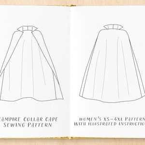 Vampire Collar Cape Sewing Pattern Womens XS-4XL Cape PDF - Etsy UK