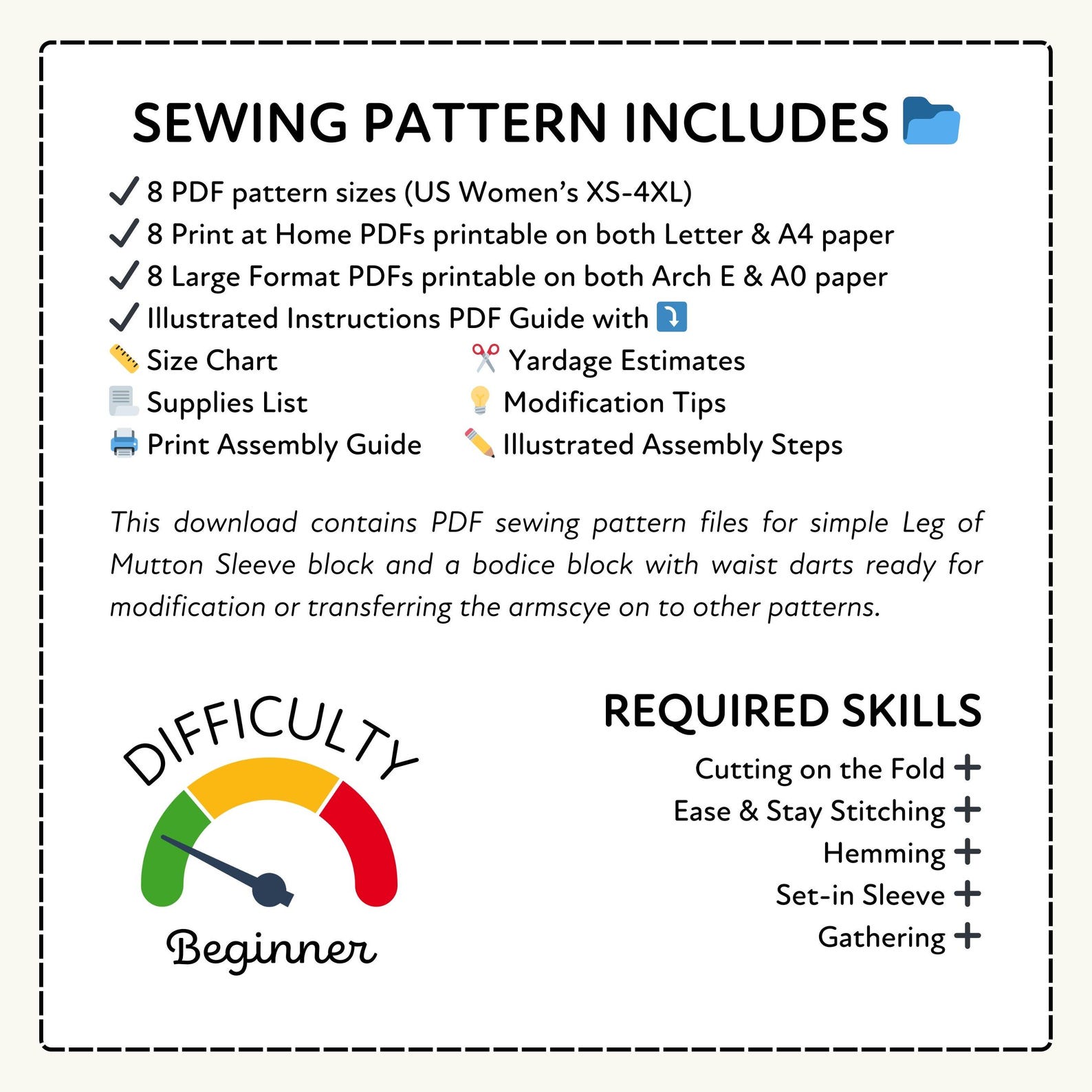 Mutton Sleeve Sewing Pattern | Womens XS-4XL (PDF Digital Download) - Etsy
