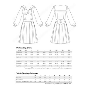 Classic Japanese School Uniform Sewing Pattern | Womens XS-4XL Seifuku ...