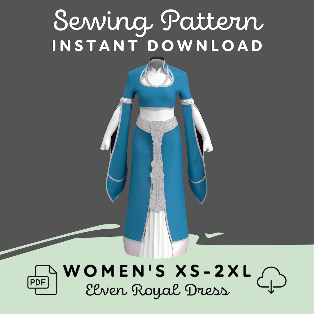 Elven Royal Dress Sewing Pattern Womens XS-2XL PDF Princess Cosplay ...