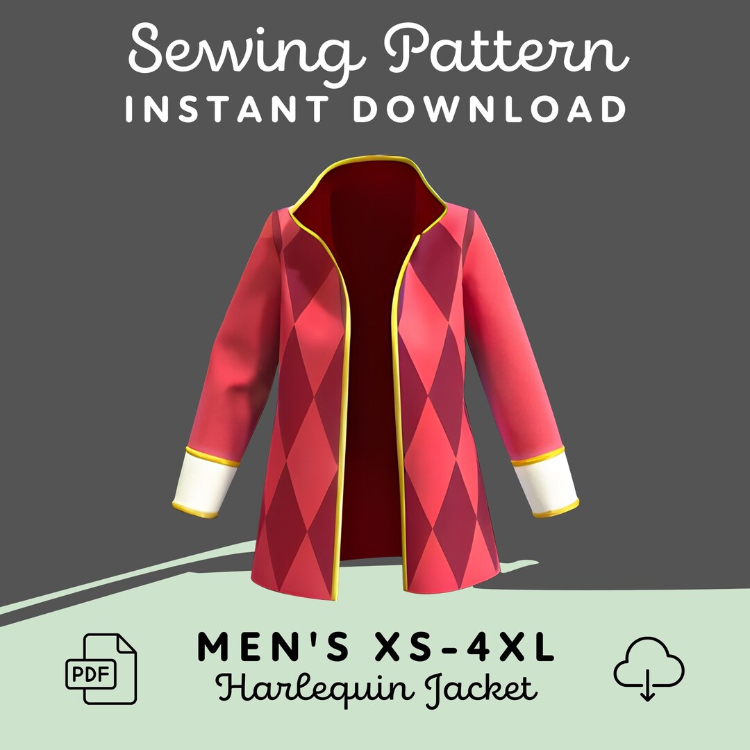 Harlequin Jacket Pattern Mens XS-4XL PDF Cosplay Pattern Digital ...
