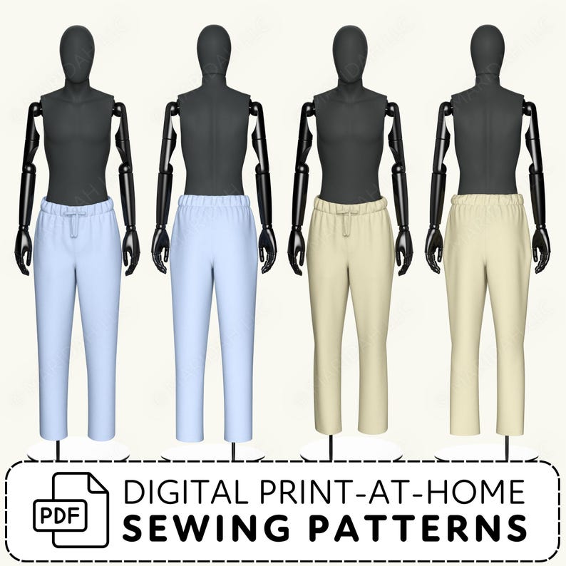Drawstring Pants Sewing Pattern | Mens XS-4XL for Loungewear Cosplay ...