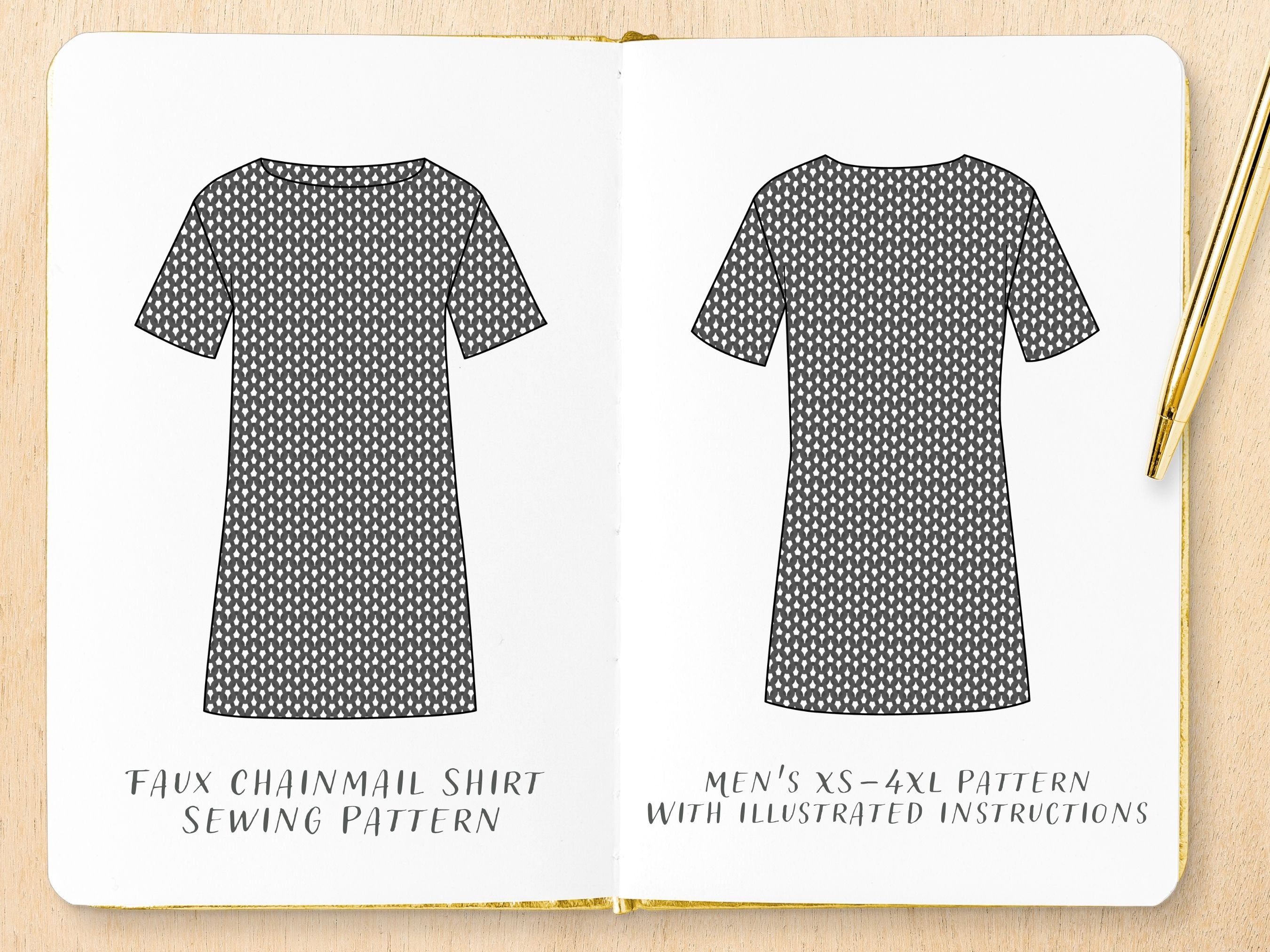 Faux Chainmail Shirt Sewing Pattern Men's XS-4XL PDF - Etsy