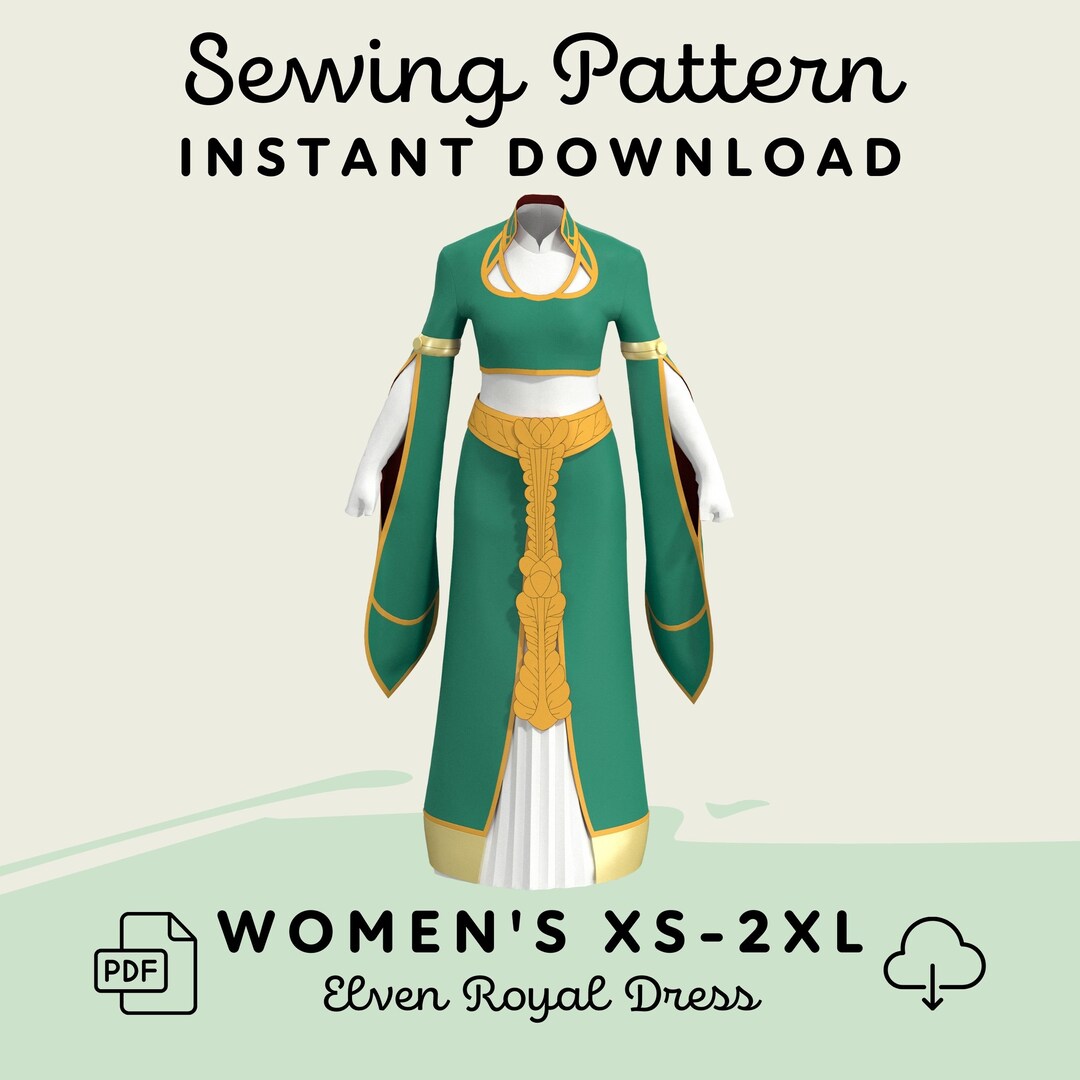 Elven Royal Dress Sewing Pattern Womens XS-2XL PDF Princess - Etsy Italia