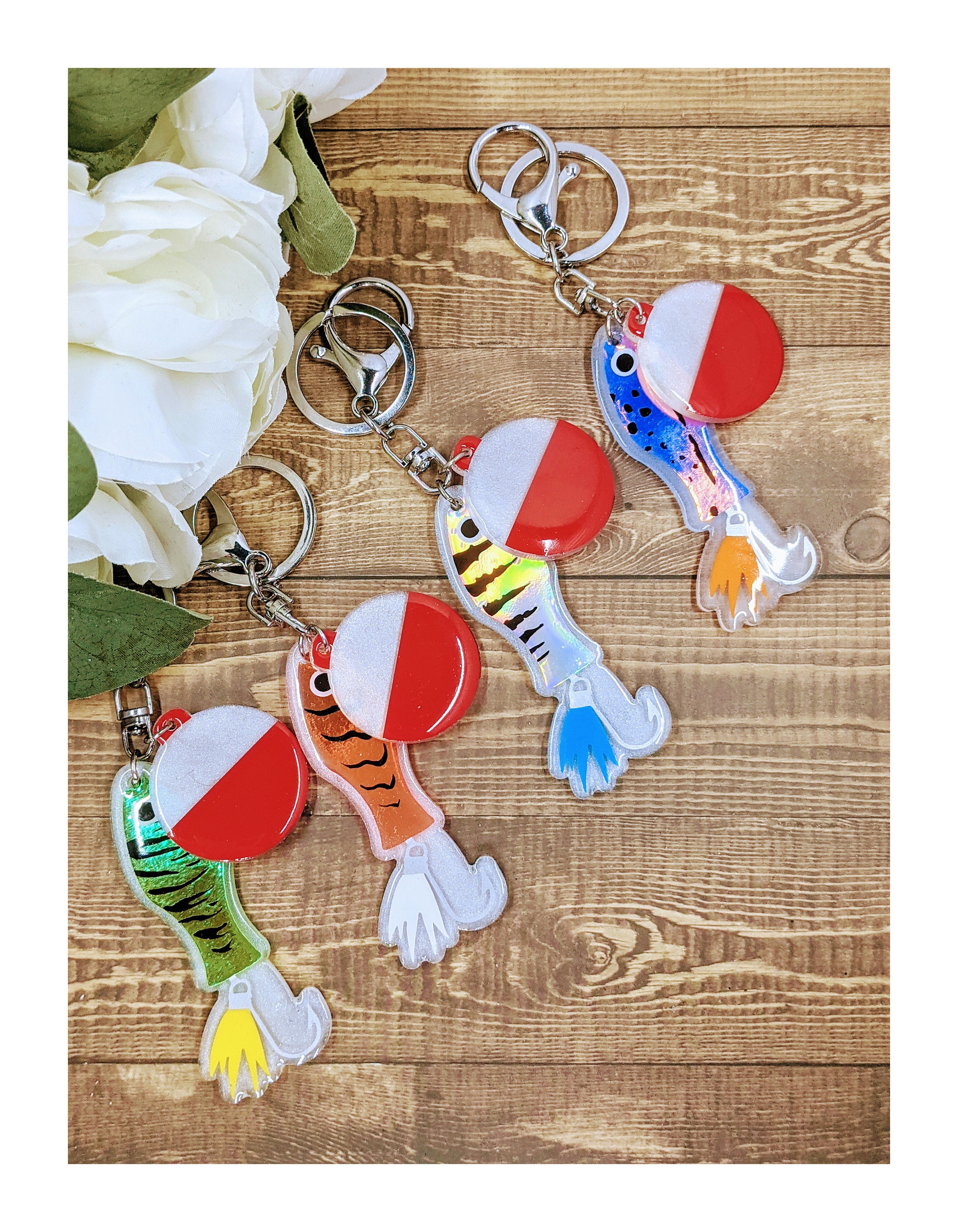 Fishing Lure and Bobber Keychain Holographic Fishing Lure - Etsy