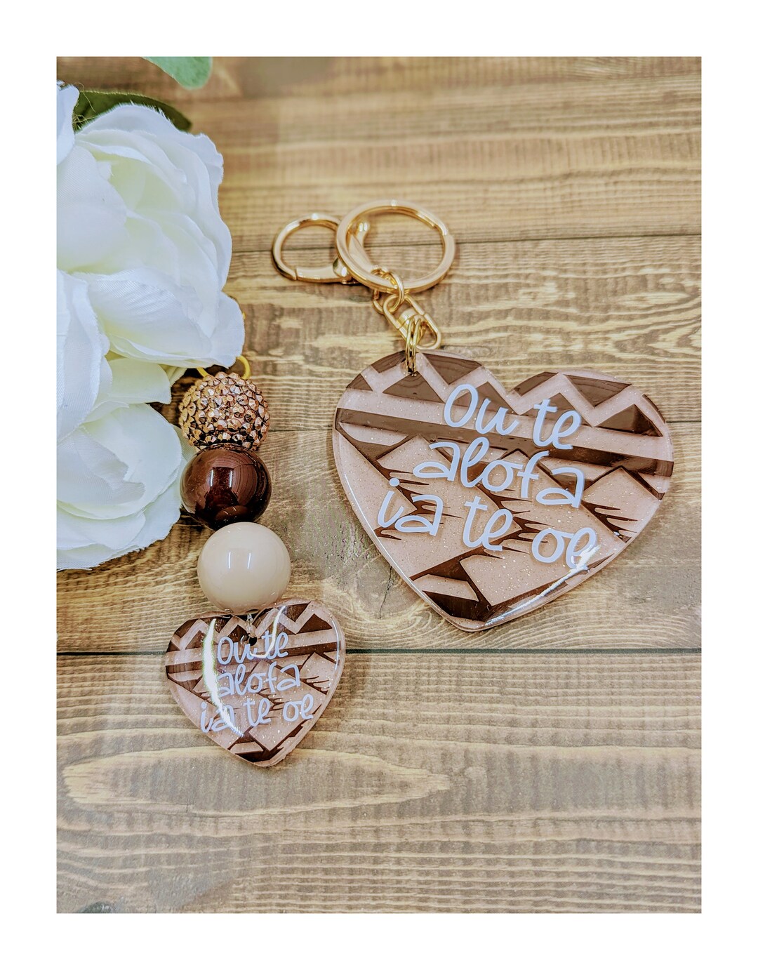 Samoan i Love You Keychain and Beaded Keychain Ou Te Alofa Ia Te Oe ...