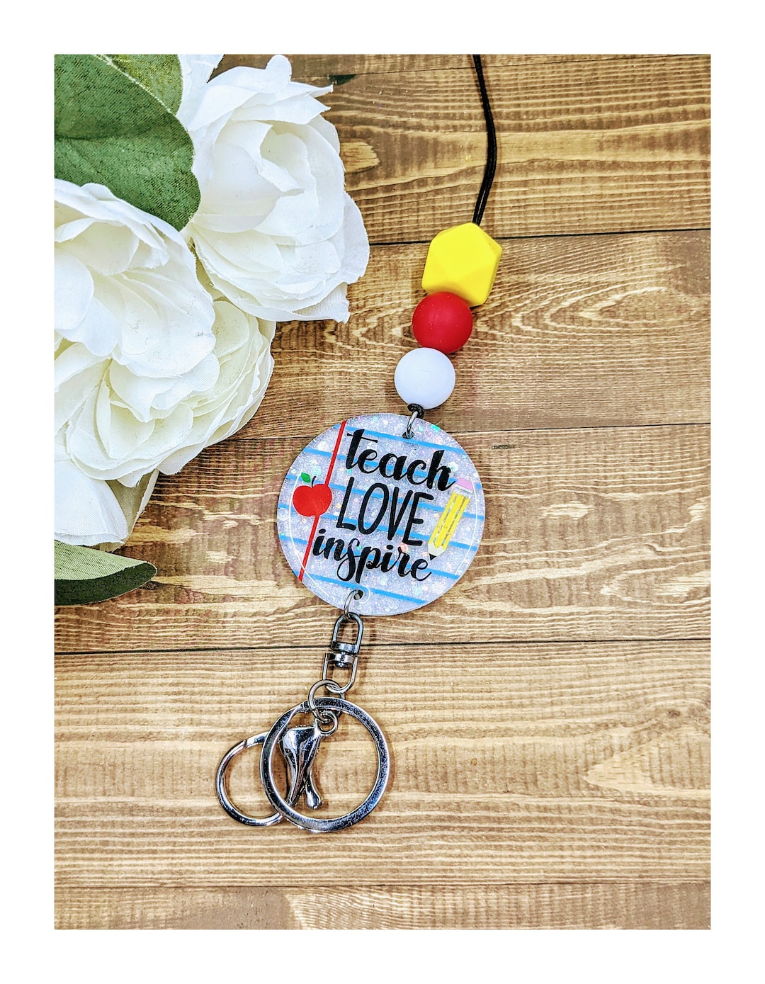Teach Love Inspire Lanyard Lined Paper Teacher Lanyard Small Gift Idea ...