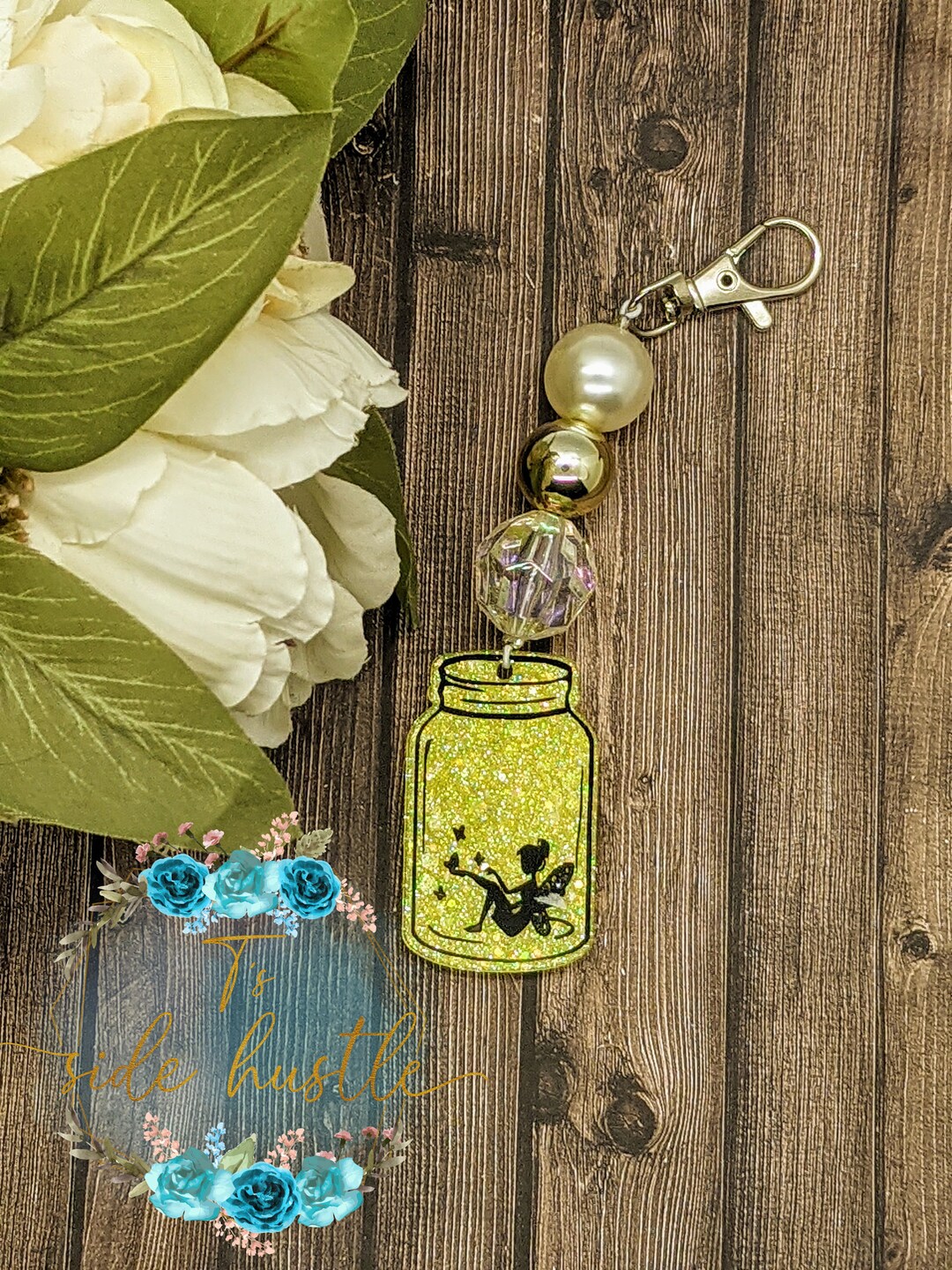 Fairy in a Jar Beaded Keychain Purse Charm Beaded Keychain - Etsy
