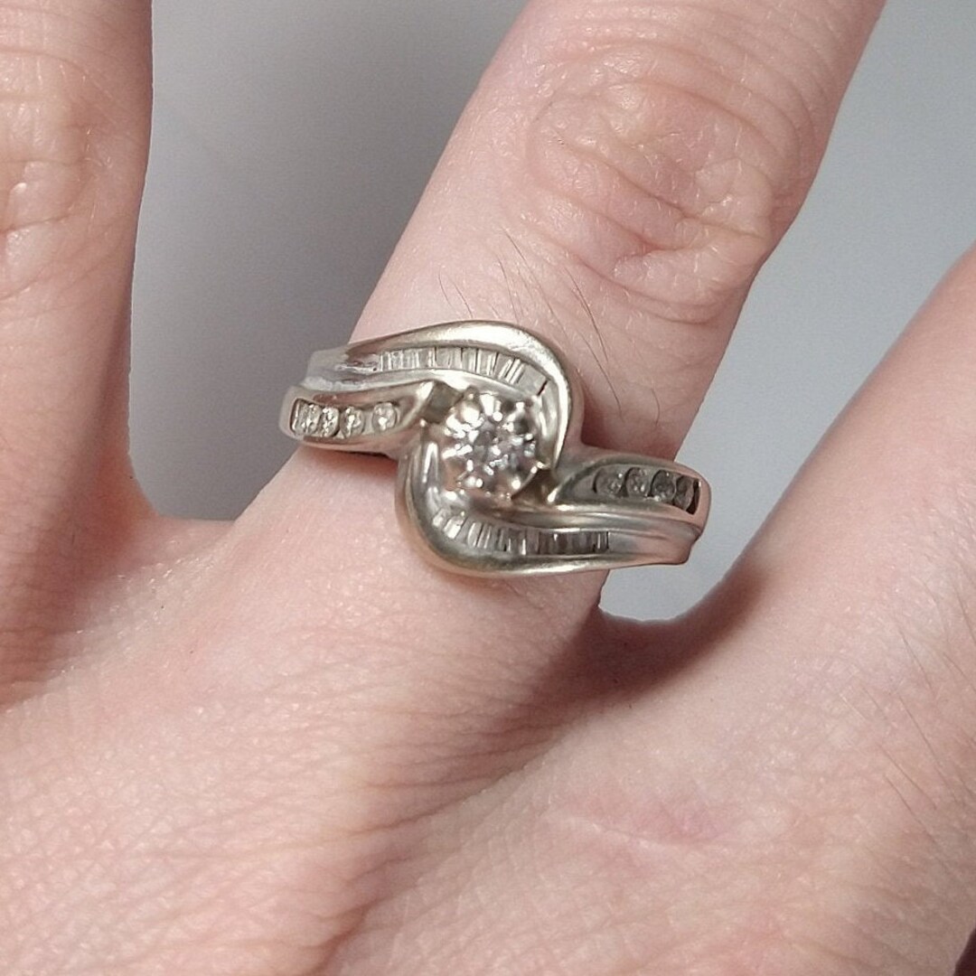 Vintage 10K Diamond Engagement Ring Size 6.25 White Gold - Etsy