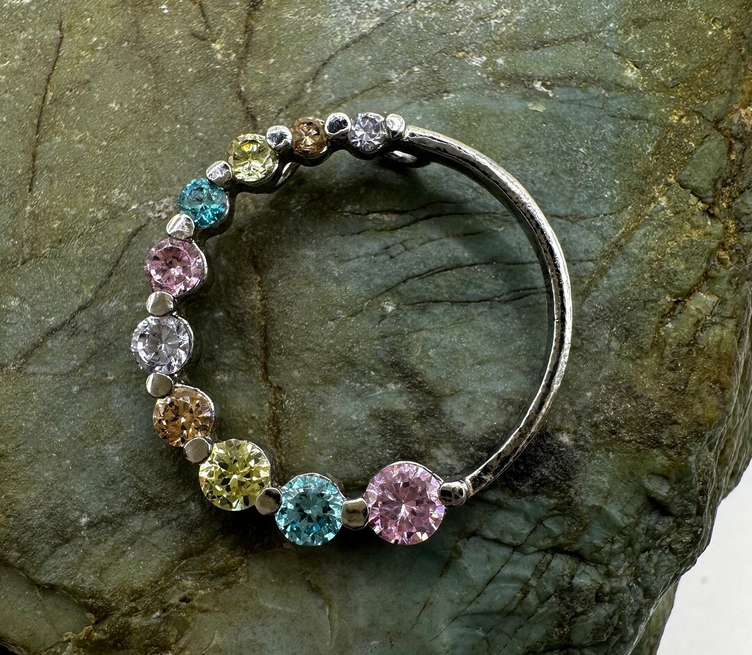Sterling Silver and Graduated Pastel Colored Cubic Zirconia Circle ...
