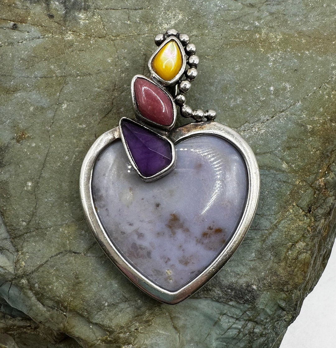 Whitney Kelly Multi-color Gemstone Heart Pendant 1.75" (4453) - Etsy