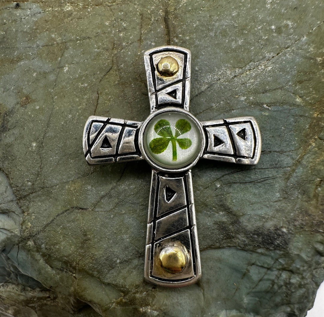 Sterling Silver 4 Leaf Clover Cross Pendant 1.5 4807 - Etsy