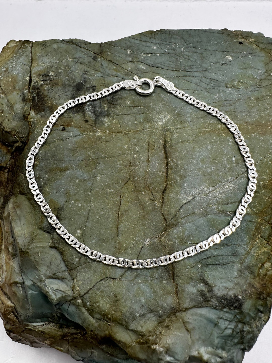 Sterling Silver 2mm Curb Chain Bracelet 7" (3819) - Etsy