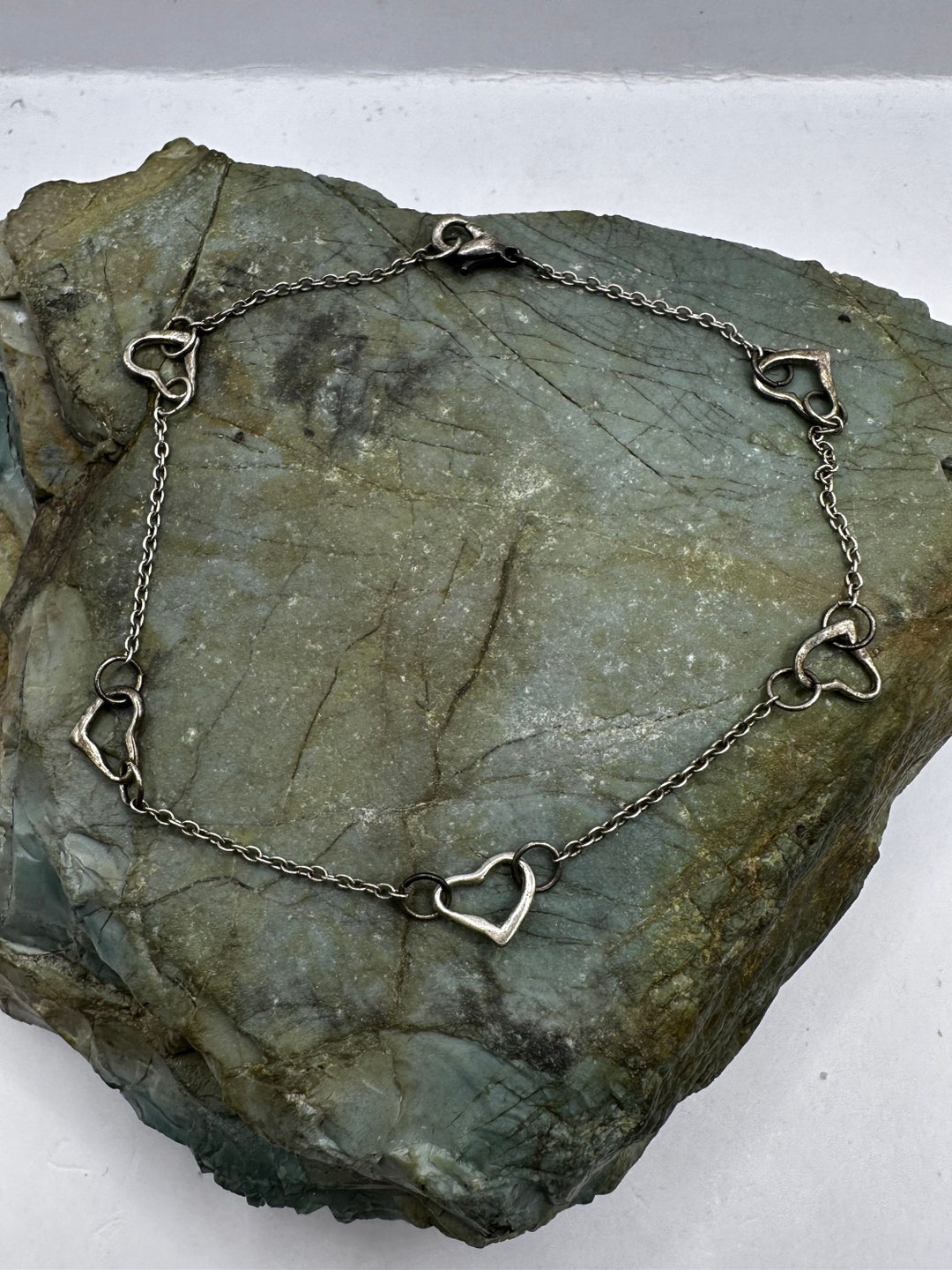 Sterling Silver Heart Link Bracelet 1.5mm Chain 9.5" (3769) - Etsy