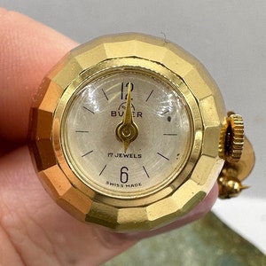 Vintage Buler 17 Jewels SWISS Made Ladies Gold Tone Dome Mechanical ...