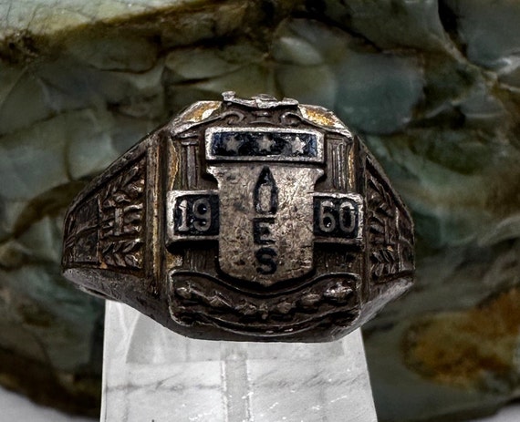 Vintage Sterling Silver 1960 AUES Class Ring sz 9 (32… - Gem