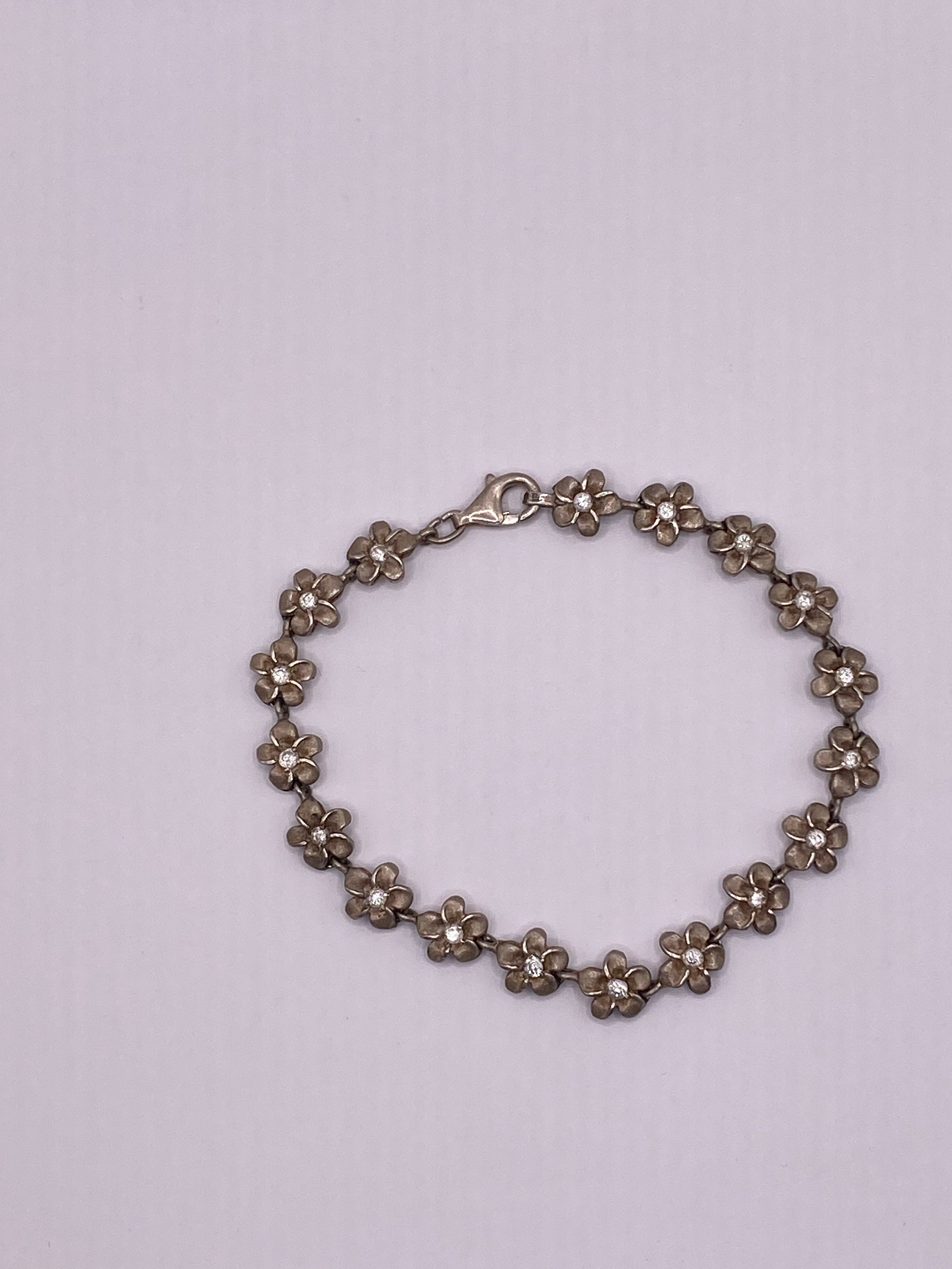 Sterling Silver and CZ Flower Bracelet 11.1g 1595 Etsy