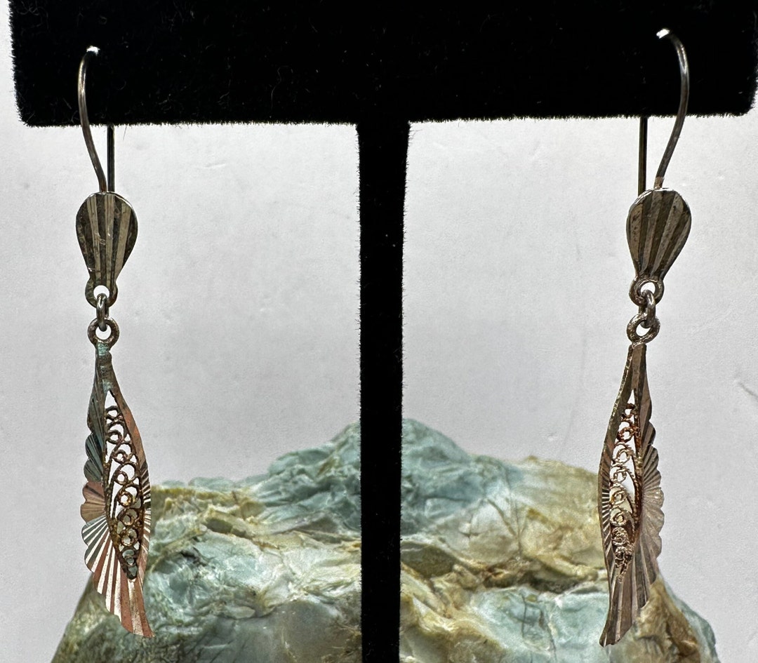 Sterling Silver Filigree Wing Dangle Drop Earrings 2.25" (3849) - Etsy