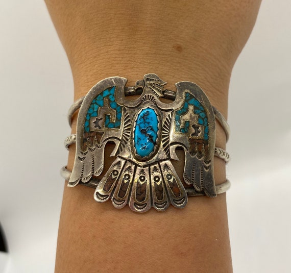 Native American Bald Eagle Turquoise Sterling Silver Cuff | Etsy