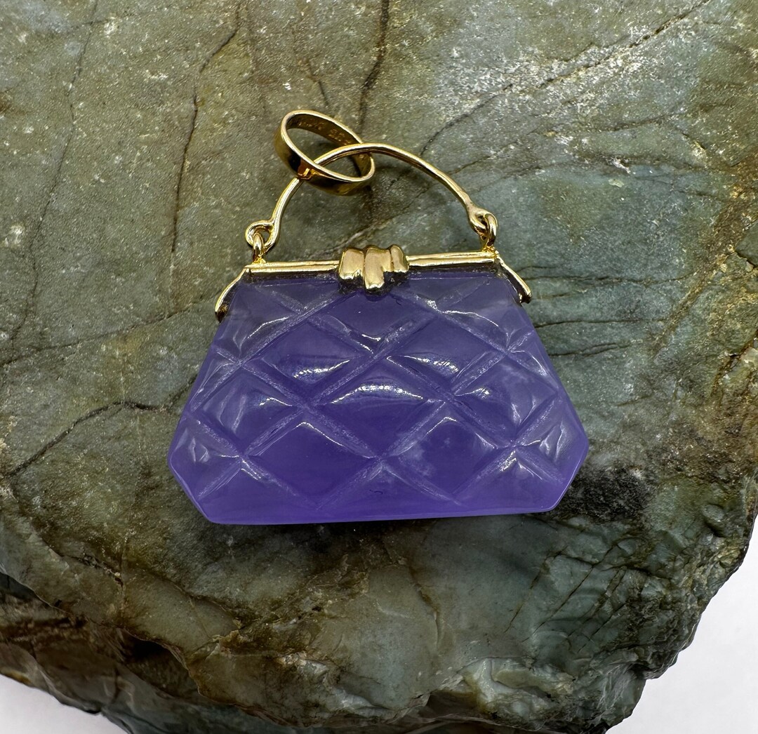 14k Yellow Gold and Purple Jade Purse Pendant 1" (3916) - Etsy