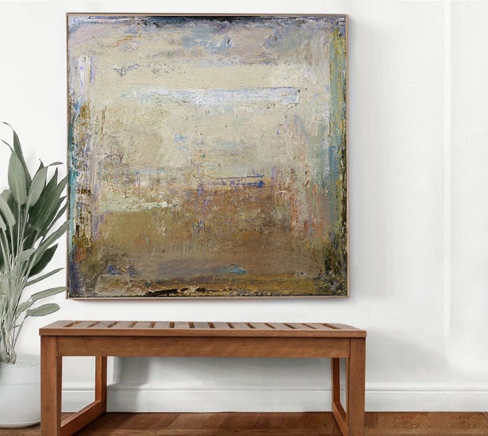 Groot schilderij beige abstract schilderij kantoor decor | Etsy