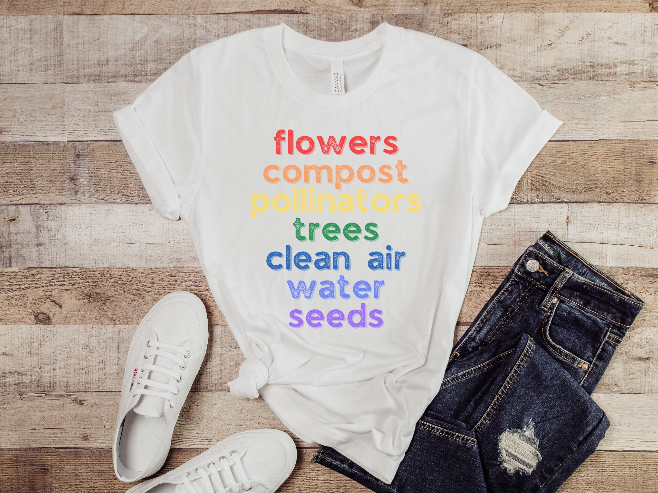 Rustic Rainbow Gardener T-shirt Gift Gardening Tee Shirt, Flowers ...