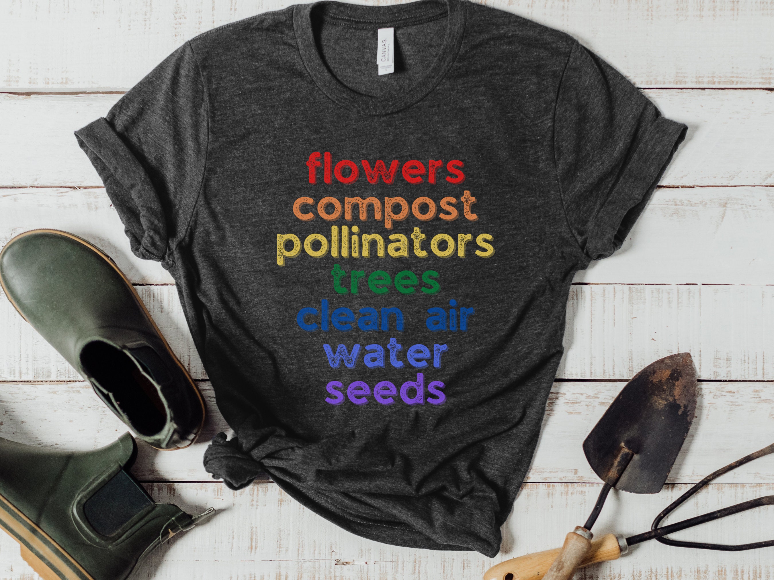 Rustic Rainbow Gardener T-shirt Gift Gardening Tee Shirt, Flowers ...