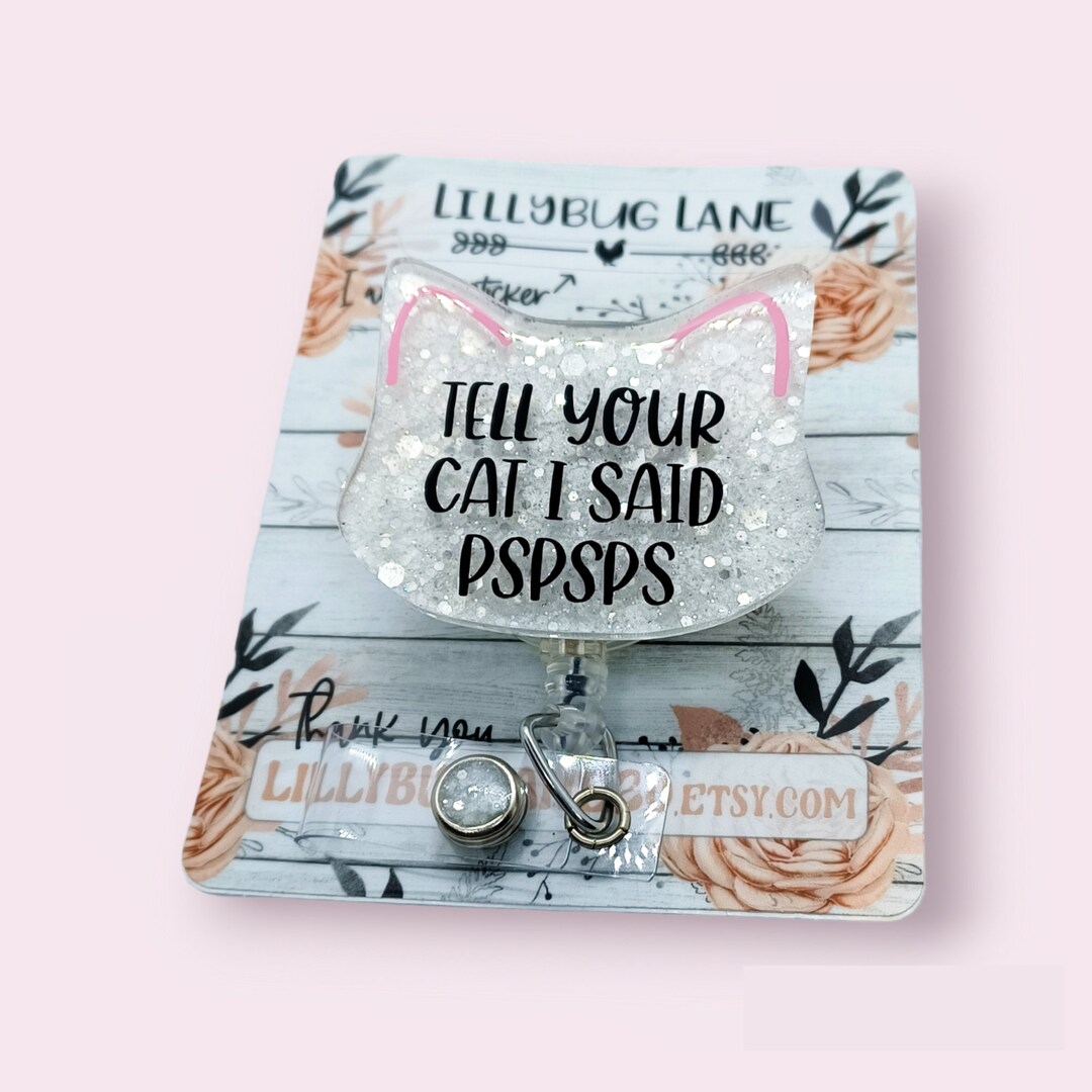 Funny Cat Badge Reel, Cat Lady Gift, Vet Tech ID Holder - Etsy
