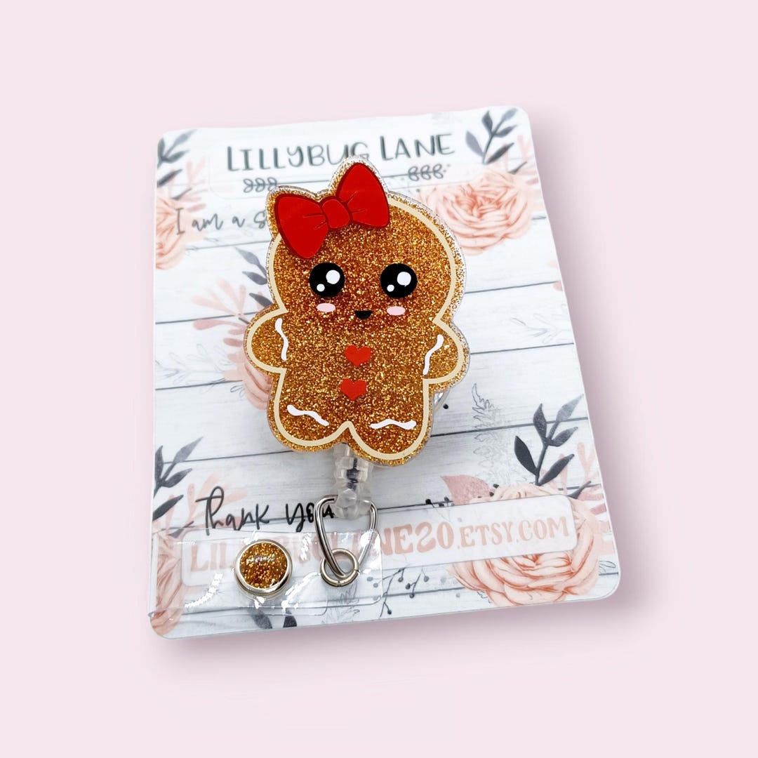 Gingerbread Baby Badge Reel, Holiday Nurse Gear, Christmas ID Holder - Etsy