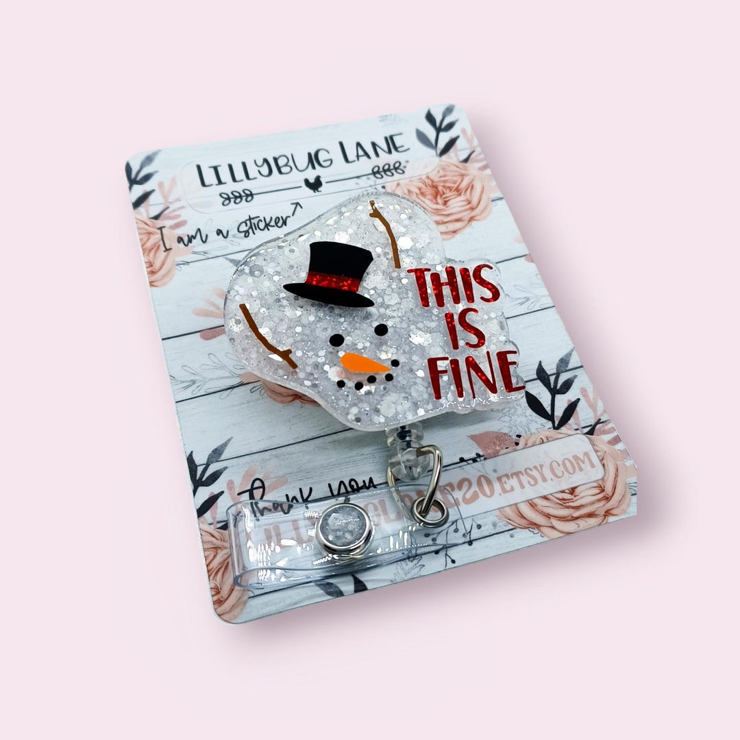 This is Fine Snowman Badge Reel, Funny Snowman Badge Holder, Cute Christmas ID Tag - Etsy
