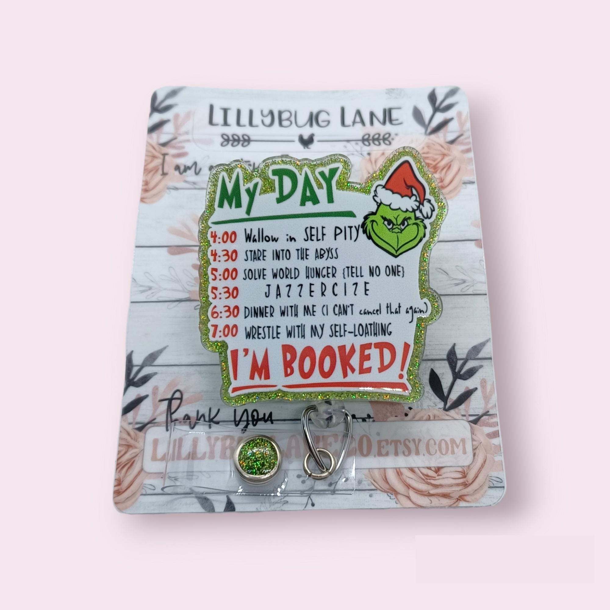 Mean One Schedule Badge Reel, My Day ID Holder, Funny Christmas Badge ...