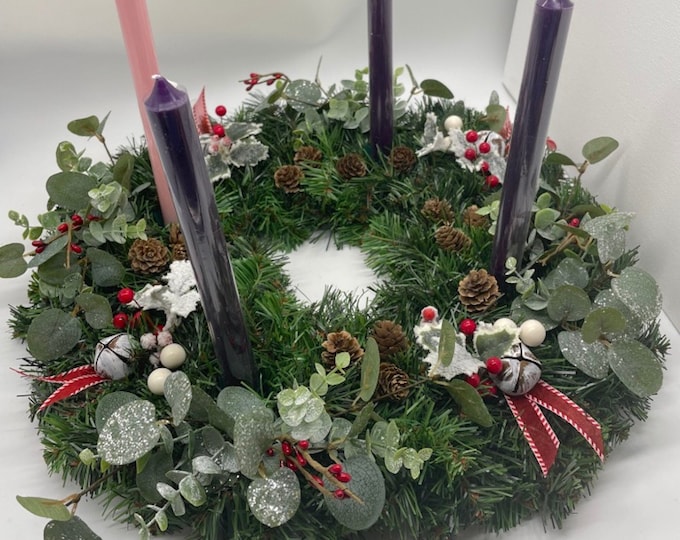 Catholic Advent Wreath With Purple Pink Candles, Modern Advent Wreath ...
