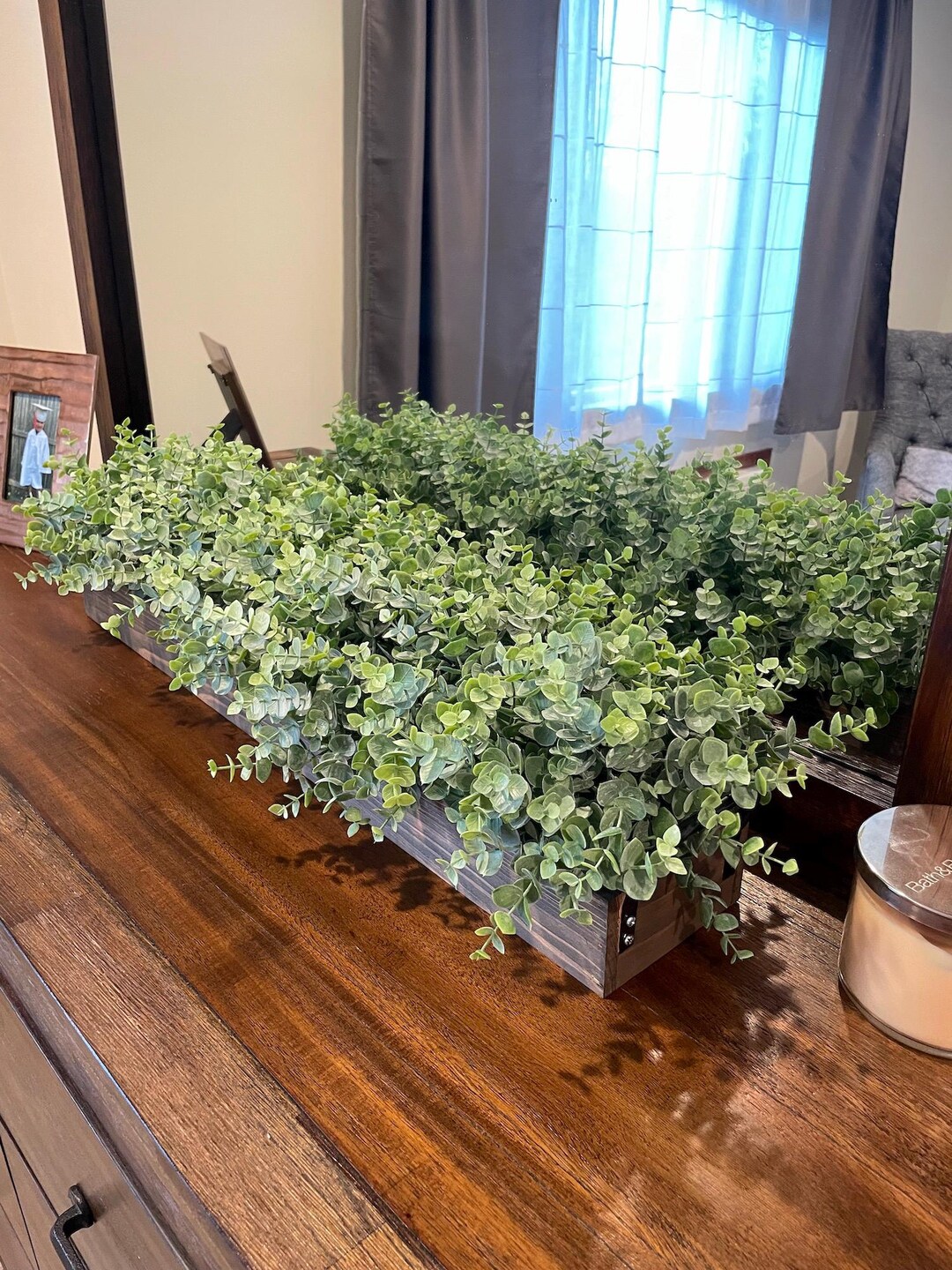 Faux Greenery Long Arrangement, Spring Centerpiece for Dining Table ...