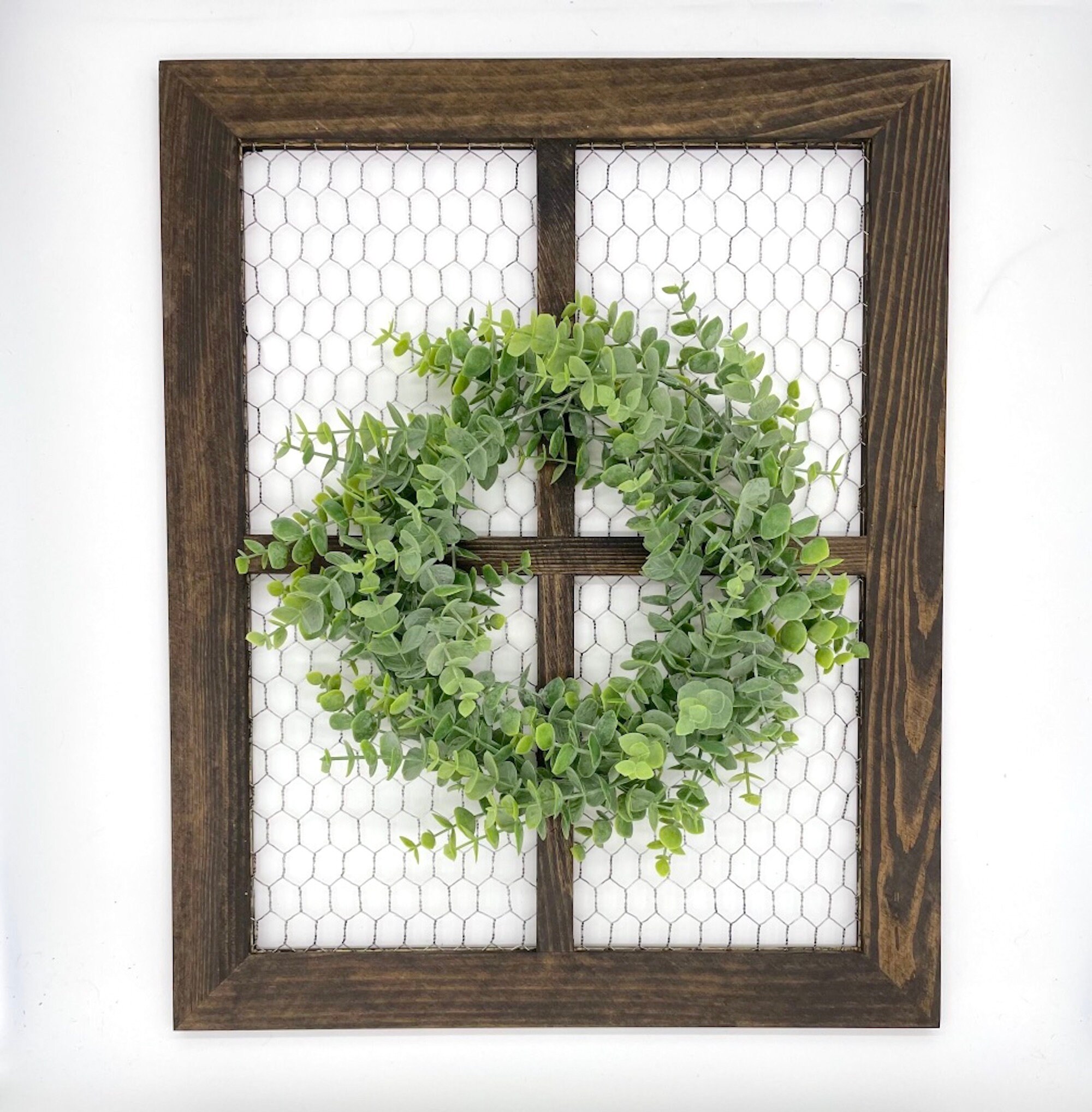 Chicken Wire Frame With Eucalyptus Wreath Rustic Window Frame - Etsy