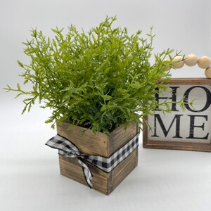 Fake Plant Wooden Planter Rustic Greenery Small Pot With - Etsy