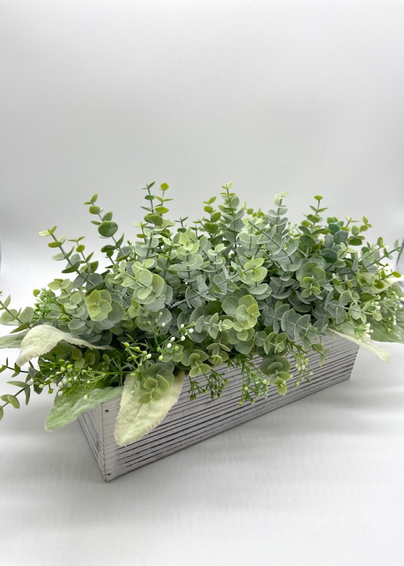 Greenery Centerpiece for Dining Table, Faux Eucalyptus Arrangement ...