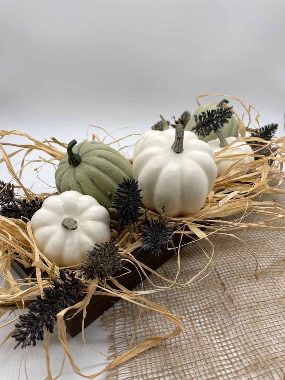 White Pumpkin Centerpiece, Rustic Fall Arrangement, Fall Table Decor ...